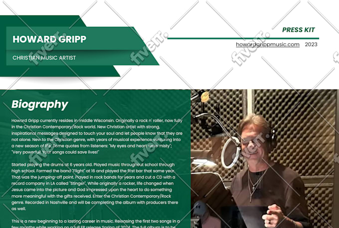 Design electronic press kit, epk, media kit for musicians, artist or bands by Annagem | Fiverr